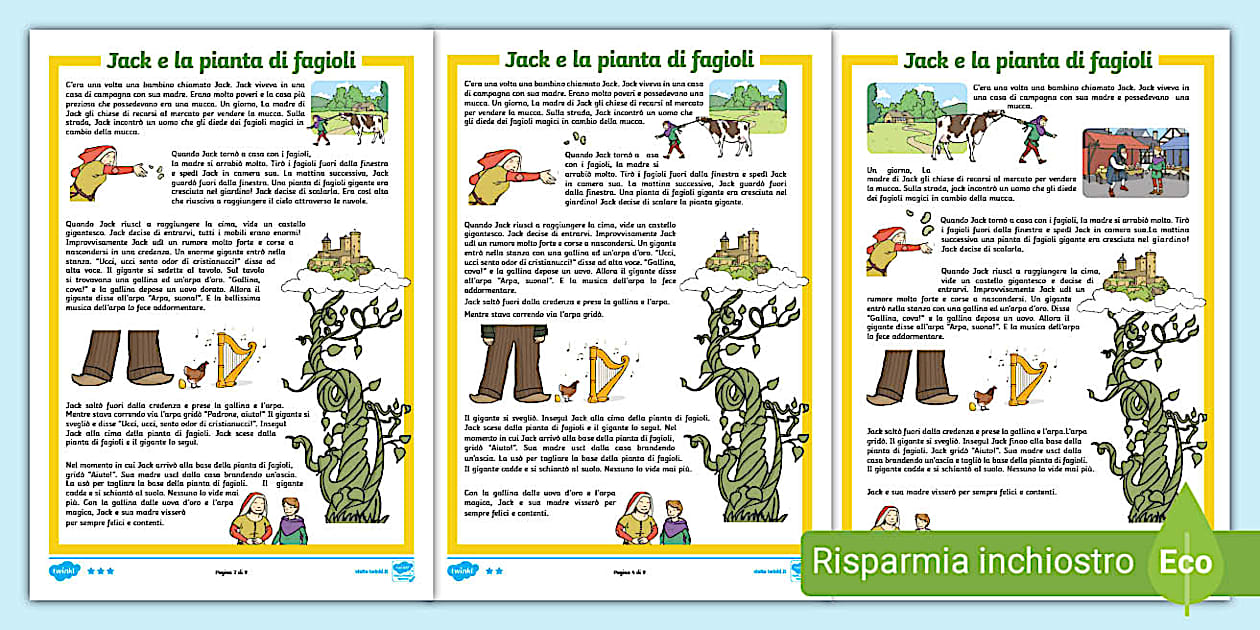Jack e i Fagioli Magici: Lettura e Comprensione Classe Prima