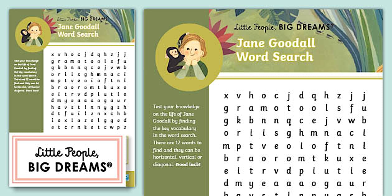 Little People Big Dreams: Jane Goodall Word Search