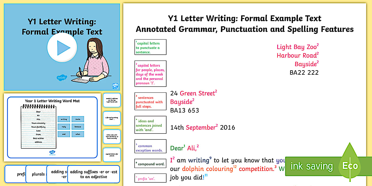Editable Y1 Letter Writing: Formal Model/Example Text