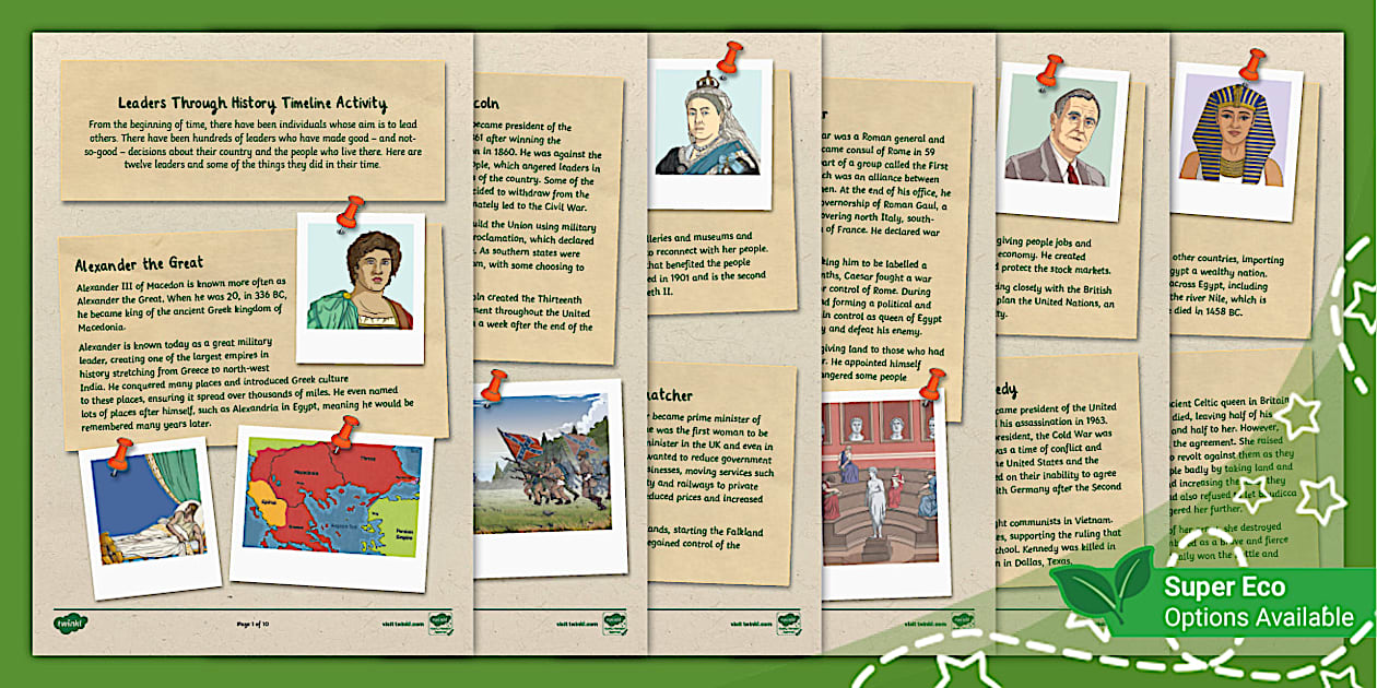 Leaders Through History Timeline Activity (Ages 7 - 11)