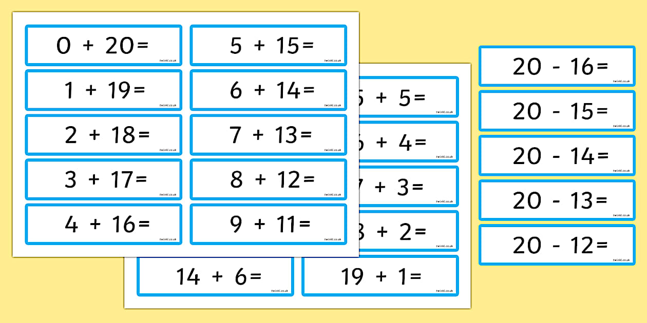 Number Facts of 20 Sentence Cards (teacher made) - Twinkl