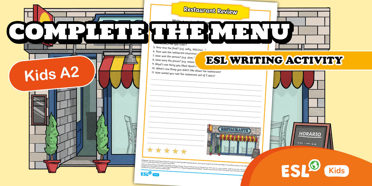 ESL Write a Restaurant Review [Kids, B1]