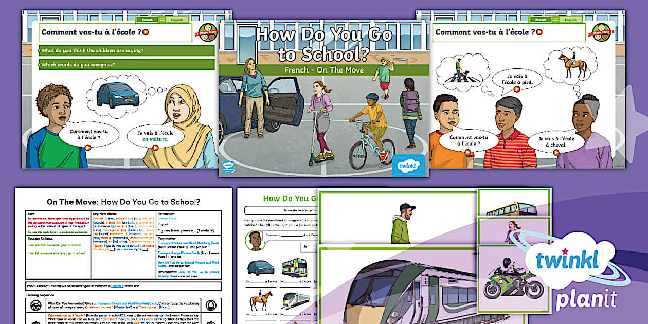 French: On the Move: How Do You Go to School? Year 4 Lesson Pack 2