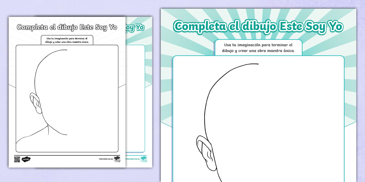 Hoja de actividad: Completa el dibujo Este Soy Yo - Twinkl