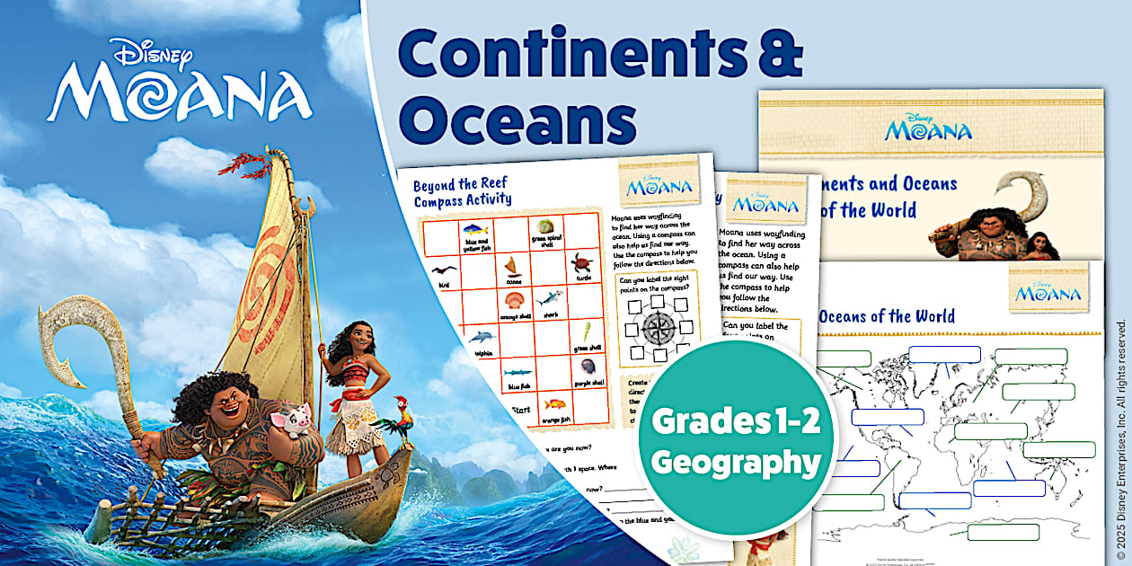 Moana: Exploring Our Oceans Activity Pack for 1st-2nd Grade
