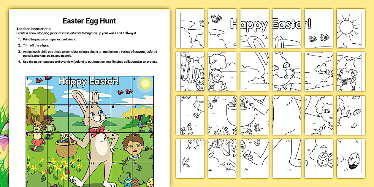 Easter Egg Hunt Collaborative Art | Twinkl USA Resources