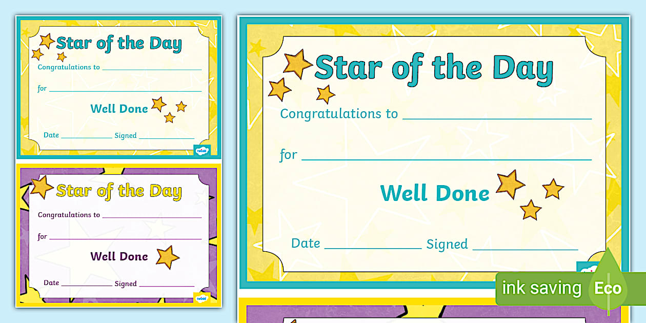 Star of the Day Certificate (teacher made) - Twinkl