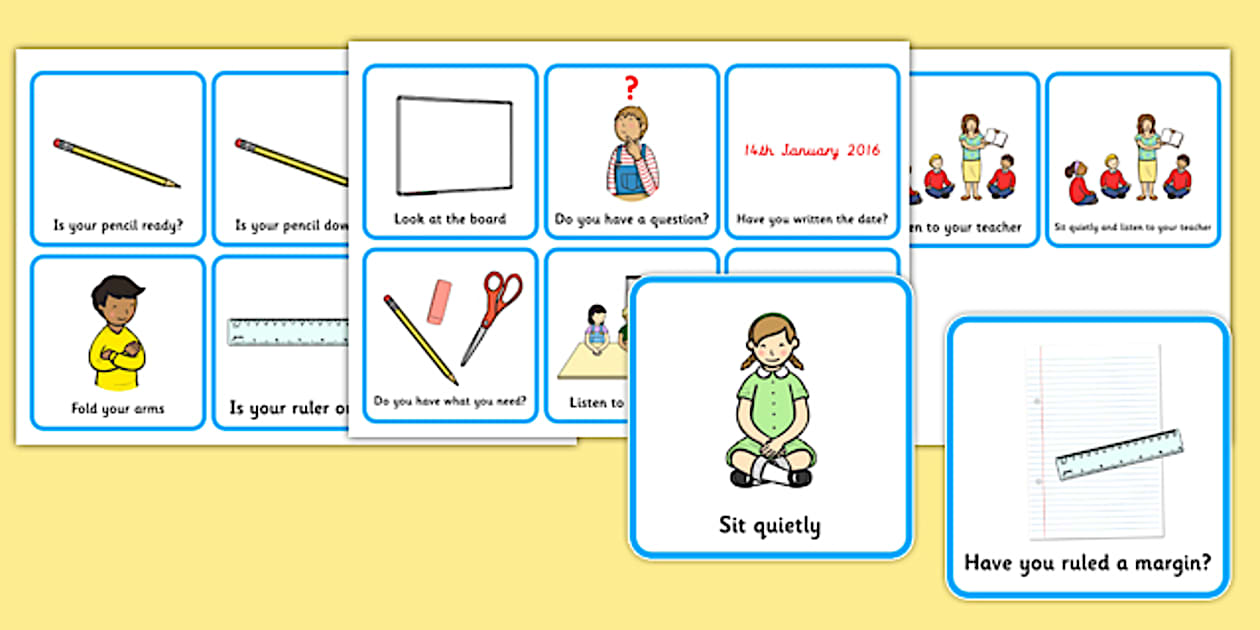 Black and White Start Of Lesson Preparation Prompt Cards