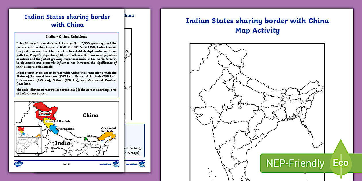 Indian States sharing border with China (teacher made)