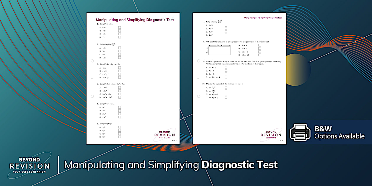 👉 Manipulating & Simplifying Algebraic Expressions Test | Maths