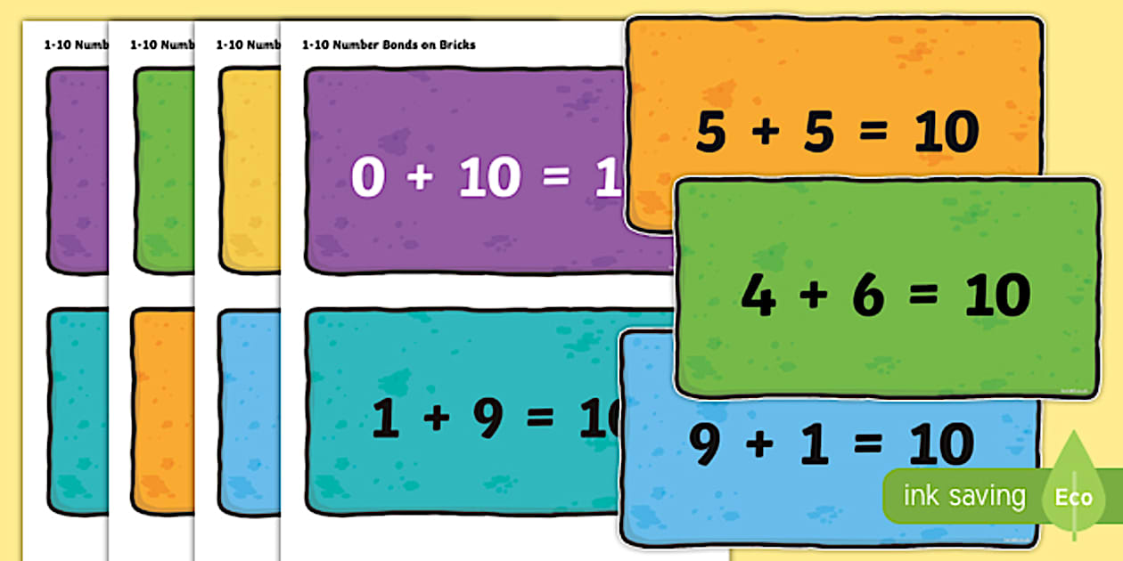 Number Bonds 1-10 on Bricks - Twinkl
