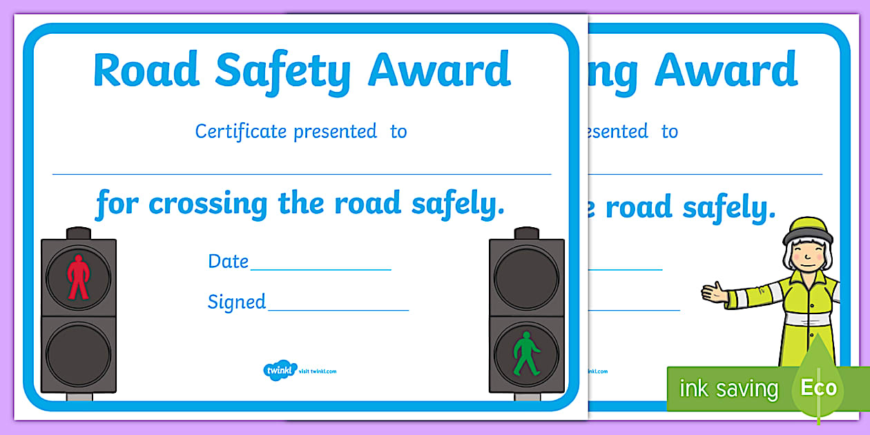 Road Safety Award Certificates (teacher made) - Twinkl