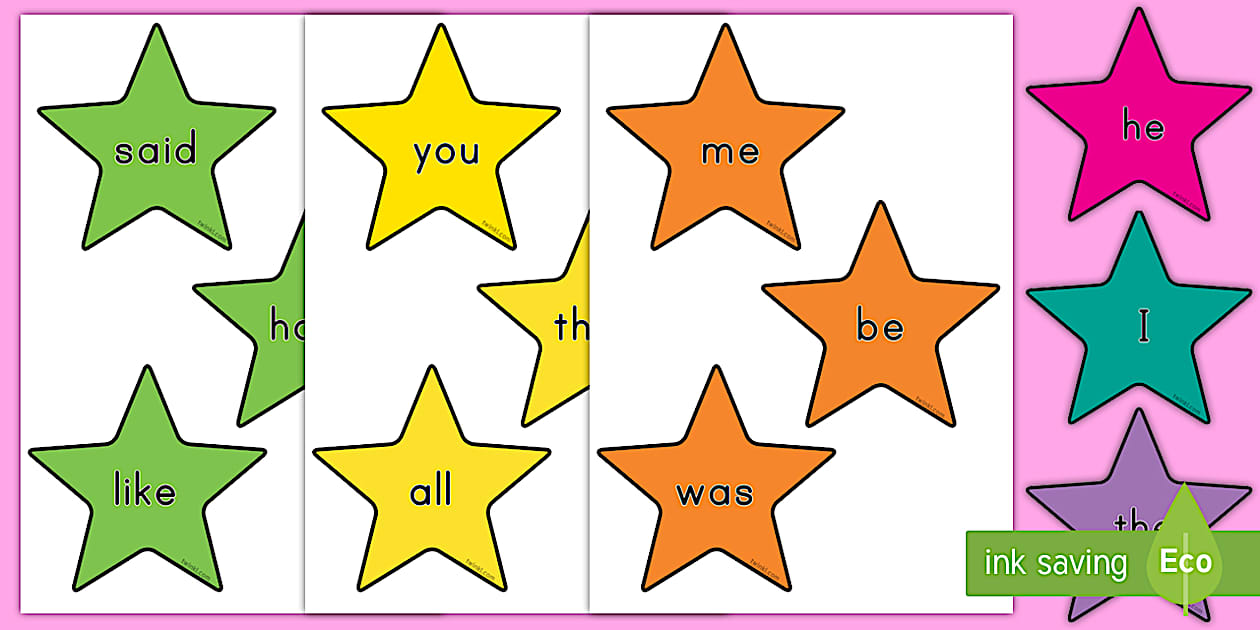 Editable Star Sight Word Cutouts (teacher made) - Twinkl