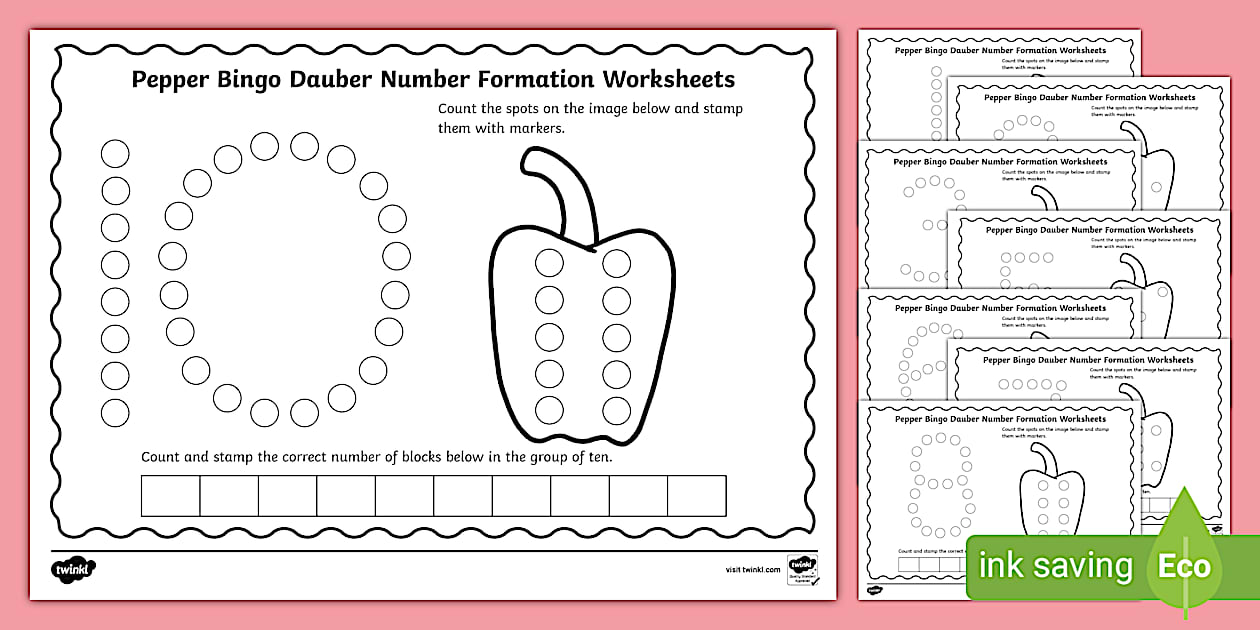 Pepper Bingo Dauber Worksheets | Number Formation | Twinkl