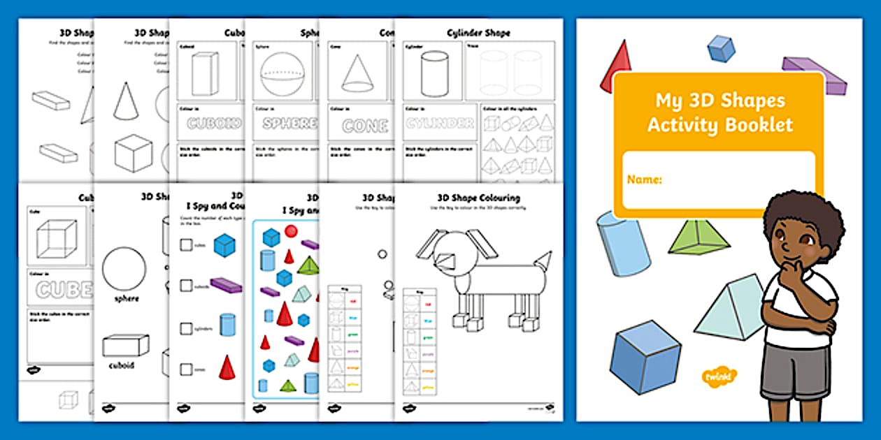 👉 3D Shapes Activity Booklet (Ages 3-5) (teacher made)