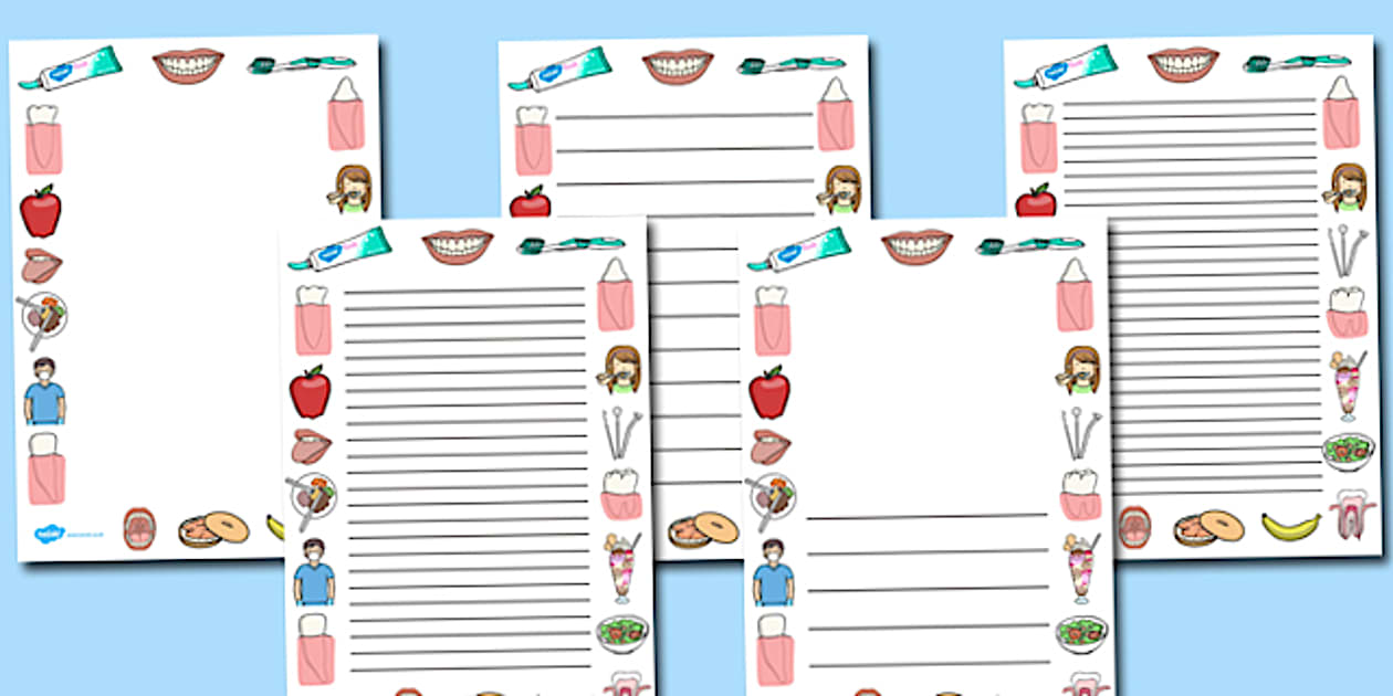 Editable Teeth and Eating Page Borders (teacher made)