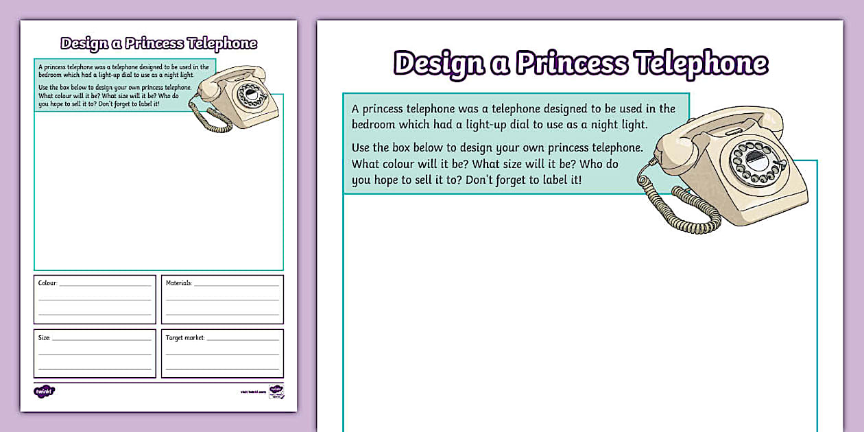 Design a Princess Telephone Worksheet (Hecho por educadores)