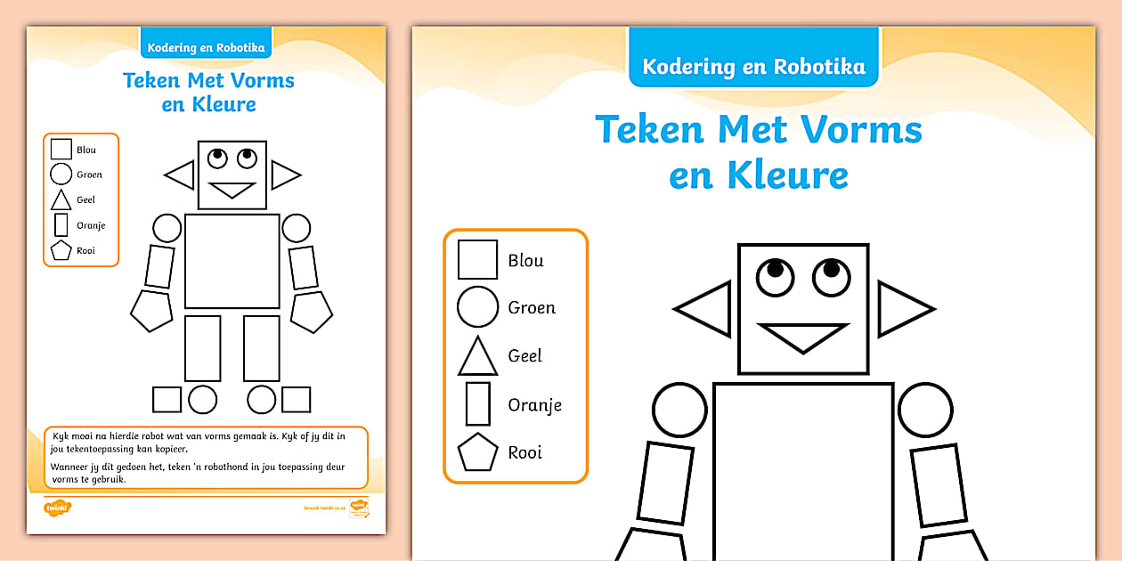Graad 1 Robotika en Kodering Teken Met Vorms en Kleure