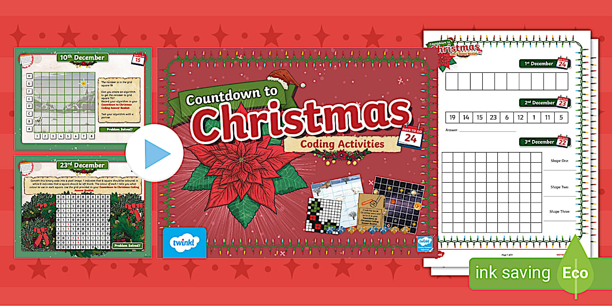 KS2 Countdown to Christmas Coding Activity Pack - Twinkl