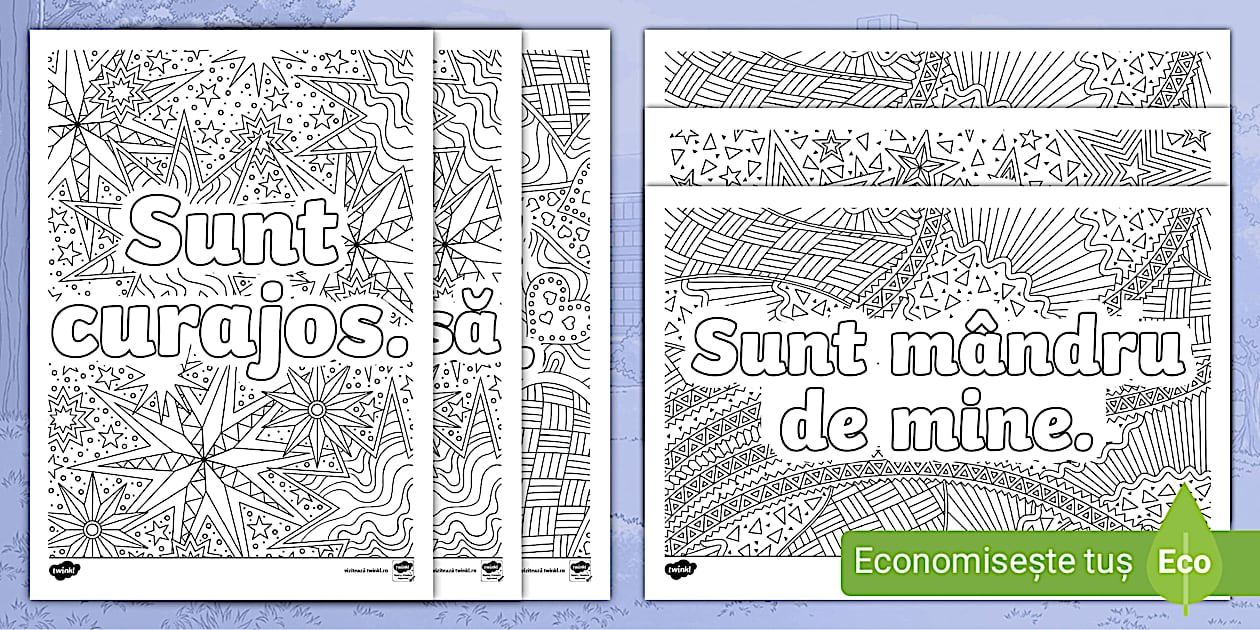 Afirmații pozitive – Desene de colorat mindfulness