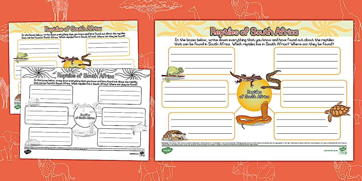 Grade R - Reptiles - Mind Map: Reptiles of South Africa