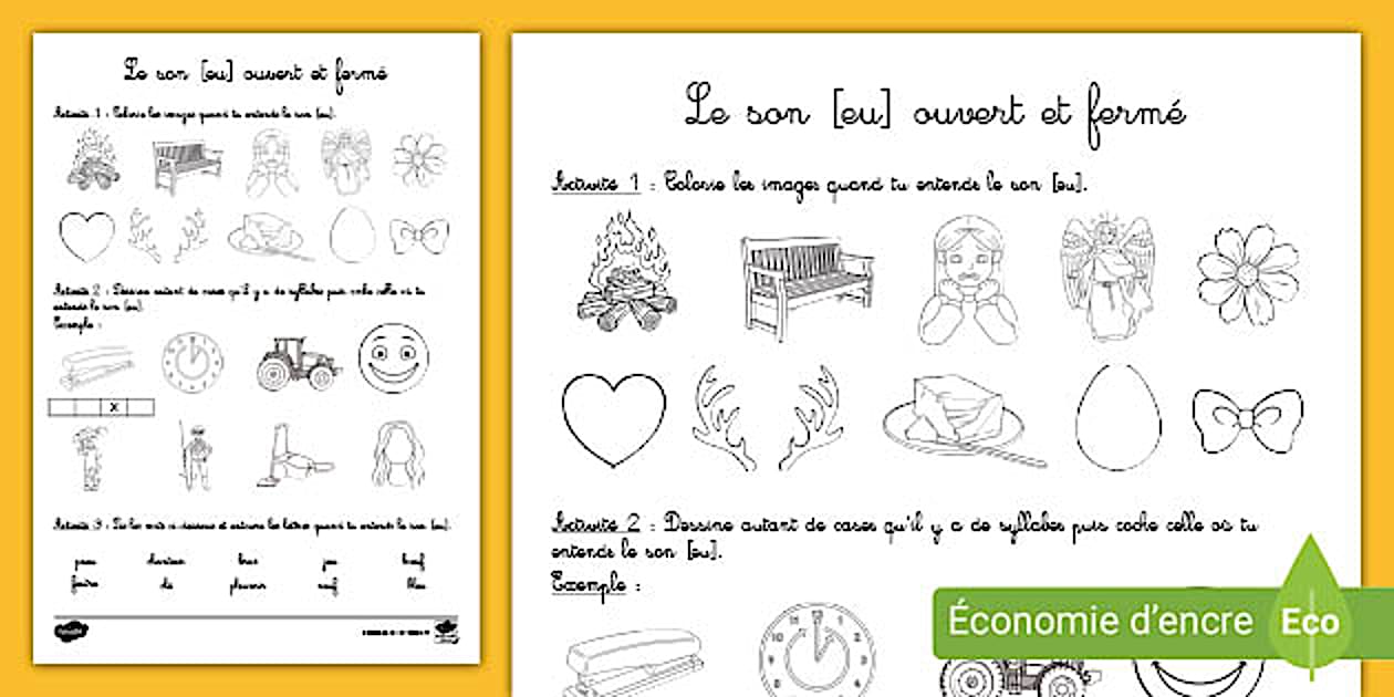 Feuille d'activités : Le son [eu] (teacher made) - Twinkl