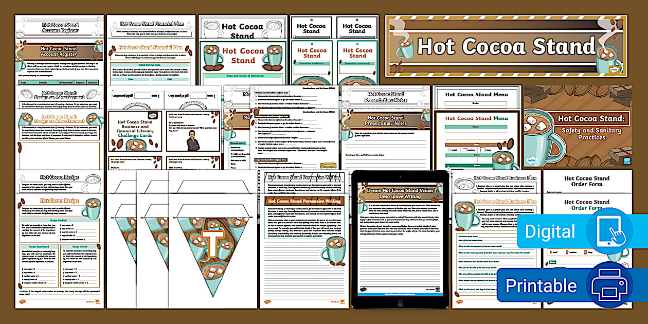 Hot Cocoa Stand Student-led Business Project Pack for 3rd-5th Grade