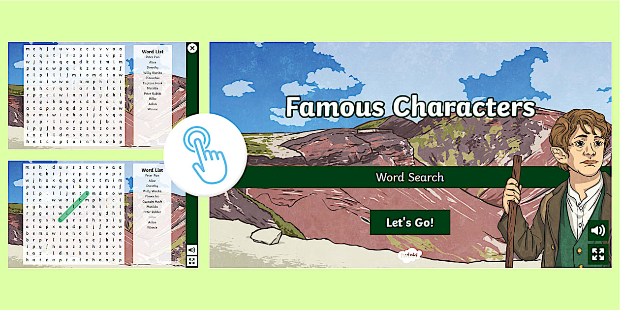 Interactive Famous Characters Word Search | Twinkl Go!