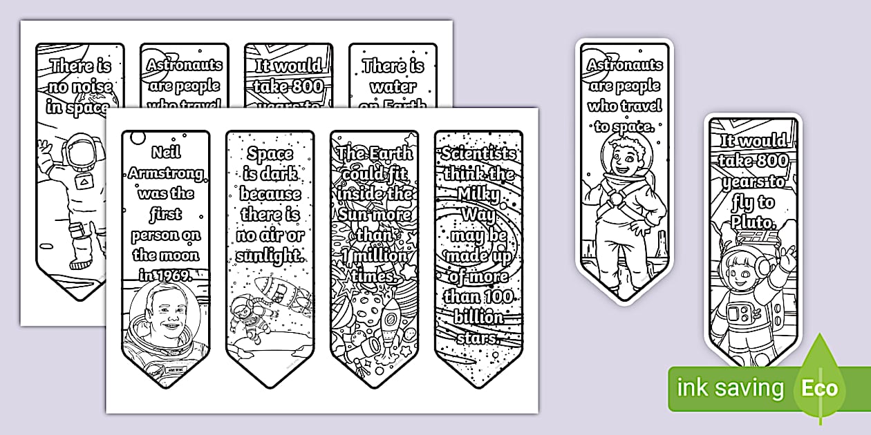 Space Facts Colouring Bookmarks (teacher made) - Twinkl