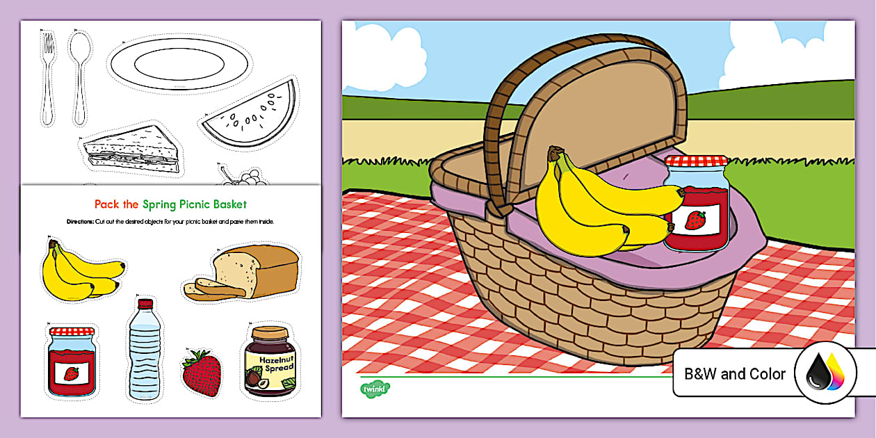 Picnic Basket Cut and Paste | Twinkl USA Resources - Twinkl