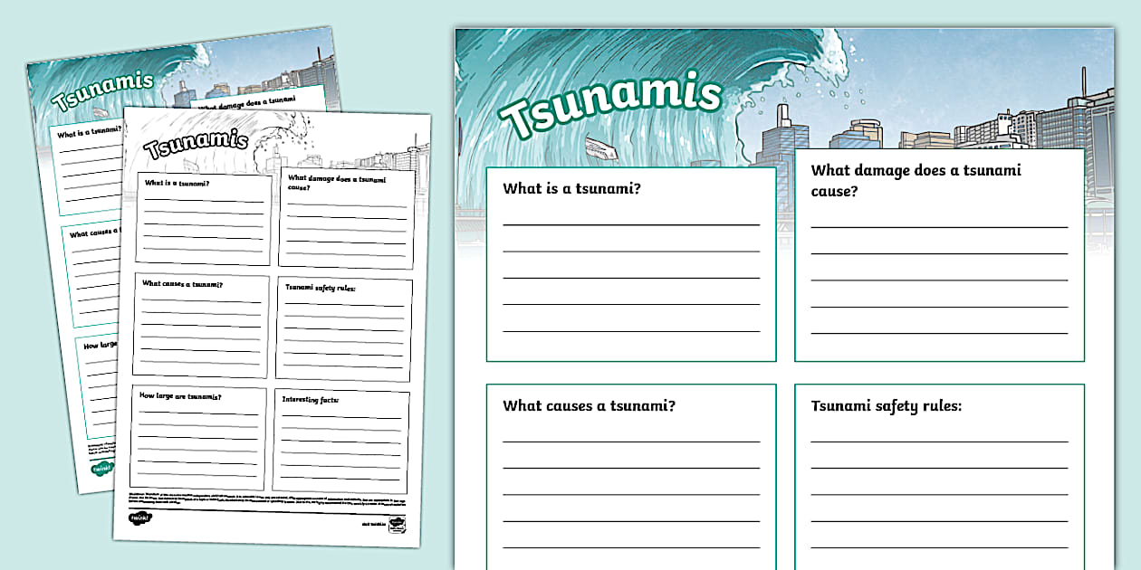 Tsunamis Fact File Template (Hecho por educadores) - Twinkl