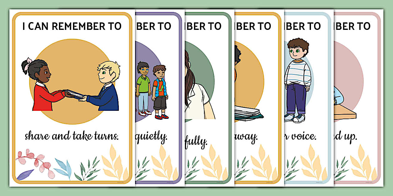 Colourful Botanical Themed Good Manners Display Posters