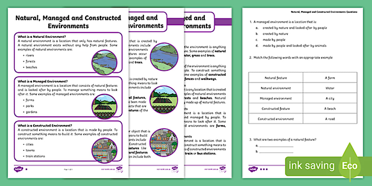 Natural, Managed and Constructed Environments Reading Comprehension