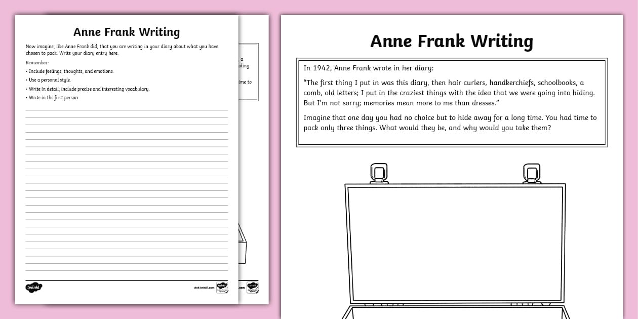 Anne Frank Writing Activity for 3rd-5th Grade - Twinkl