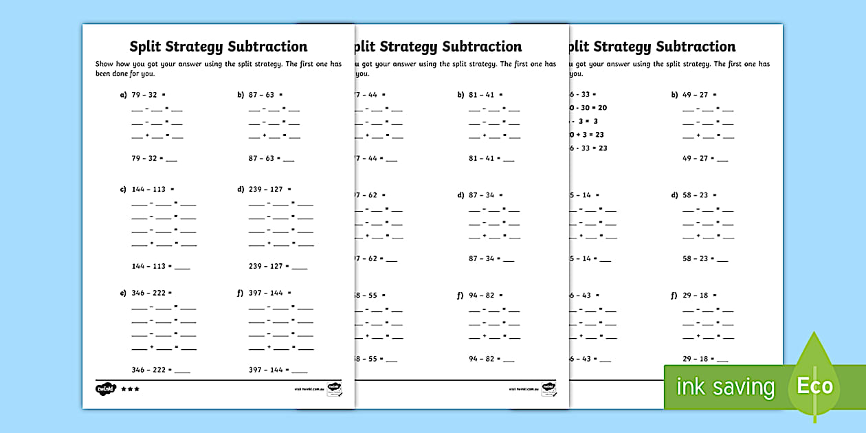 Editable Differentiated Split Strategy Worksheets - Twinkl