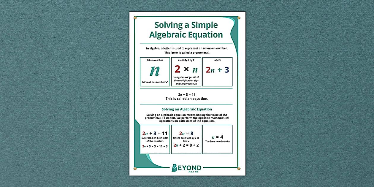 Solving a Simple Algebraic Equation (Teacher-Made) - Twinkl