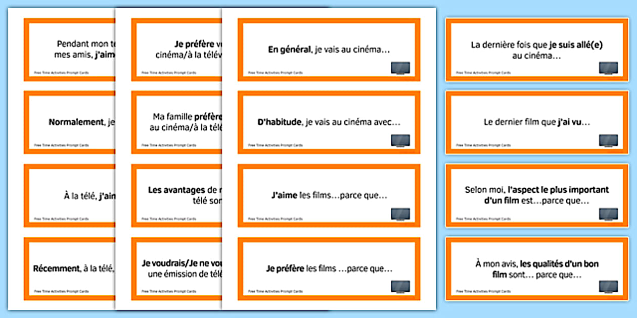 Free-Time Prompt Cards French (teacher made) - Twinkl