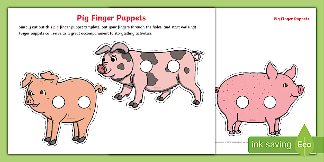 Pig Finger Puppets (teacher made) - Twinkl