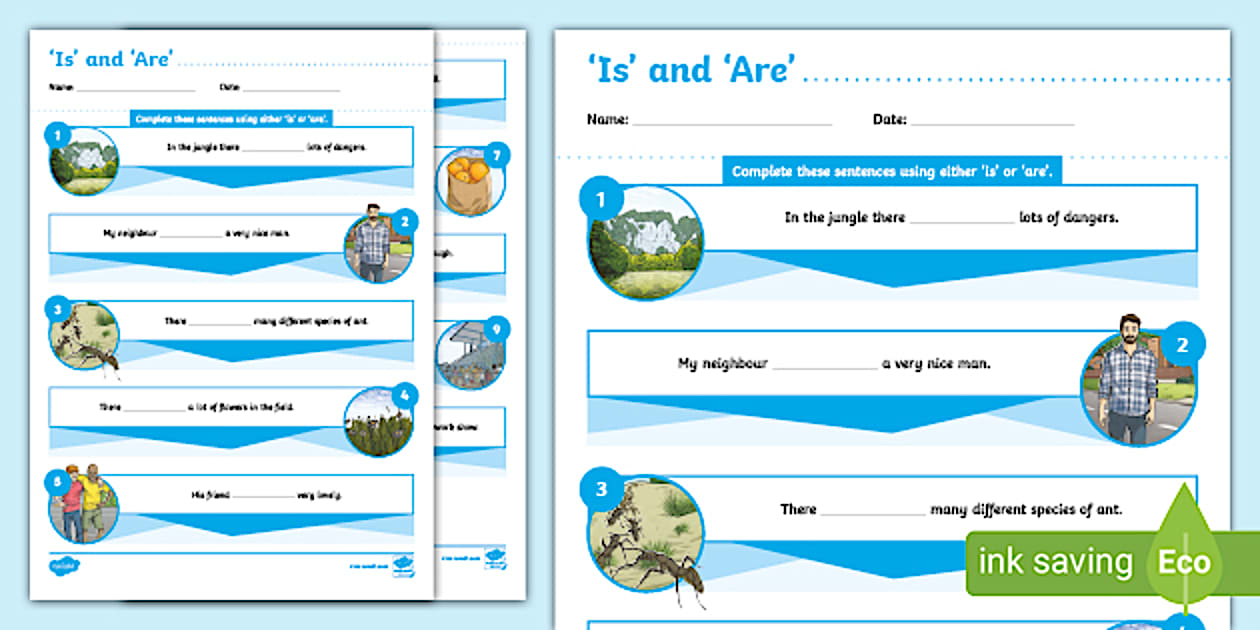Is and Are Worksheet (teacher made) - Twinkl