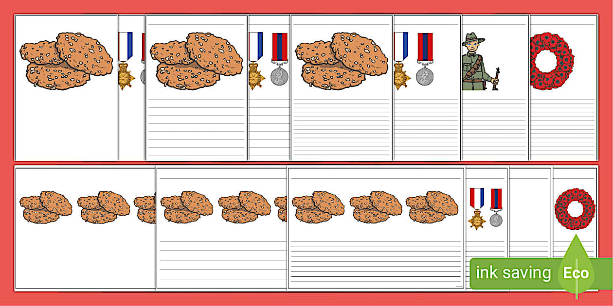 Anzac Day Handwriting Lines - Year 3/4 English - Twinkl