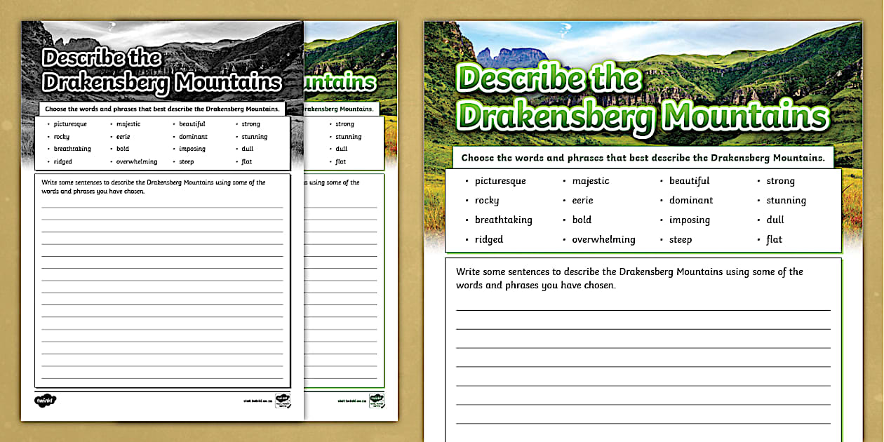 Describe the Drakensberg Mountains Worksheet (teacher made)
