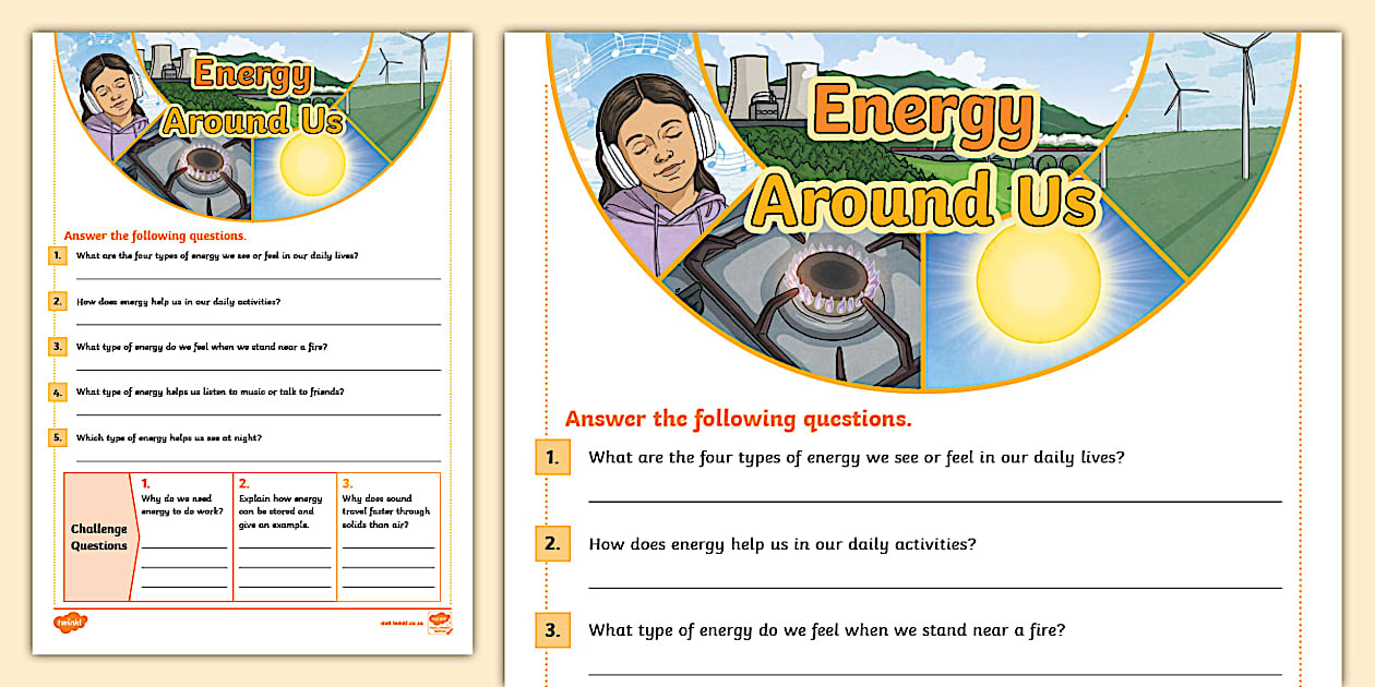 Energy Around Us Activity Sheet (teacher made) - Twinkl