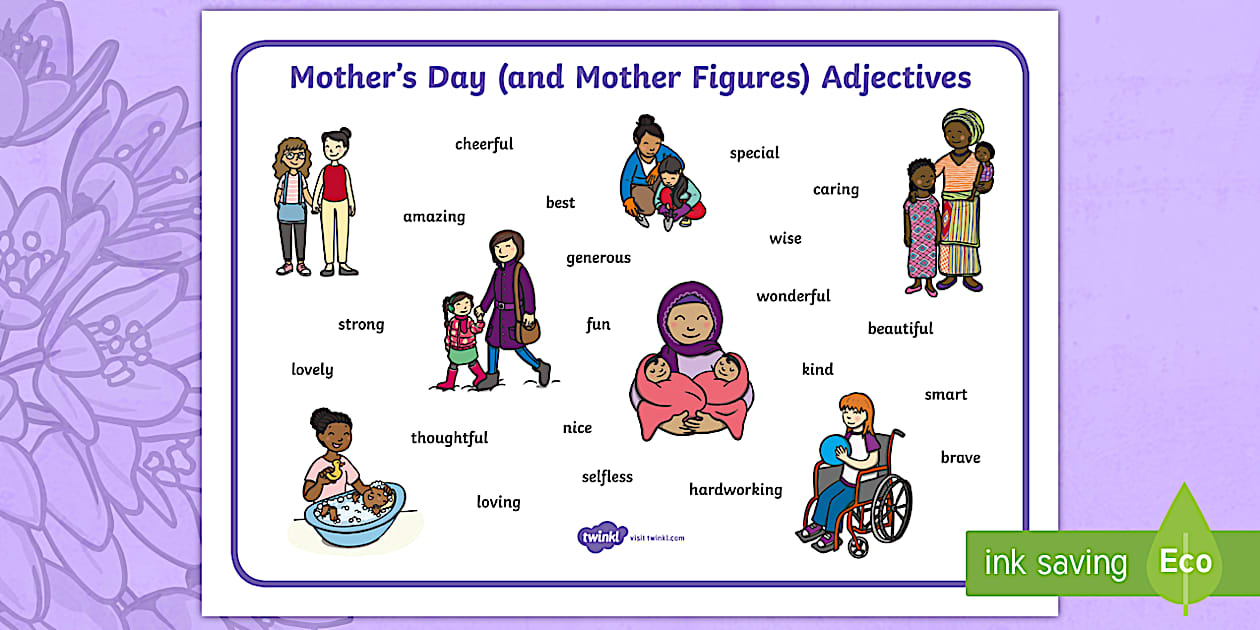 KS1 Mother’s Day (and Mother Figures) Adjectives Word Mat