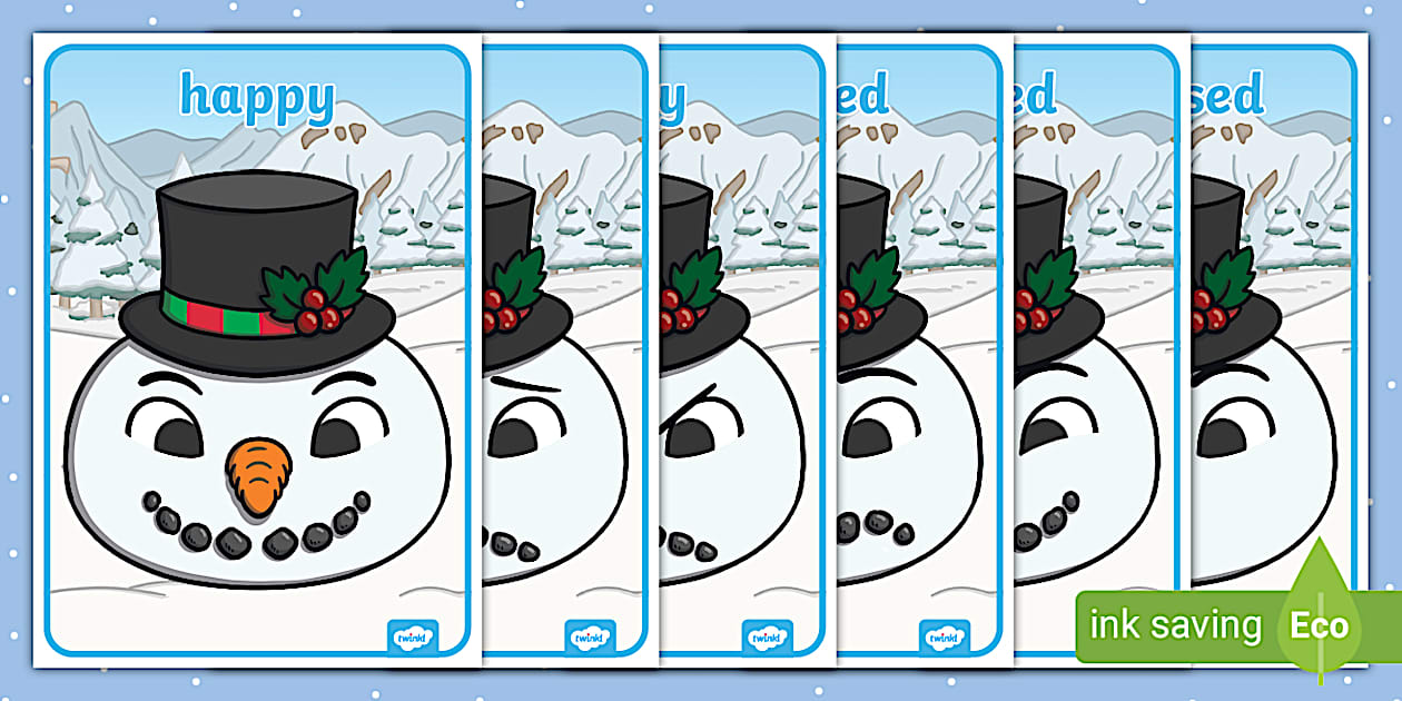 Snowperson Faces Emotions Posters (teacher made) - Twinkl