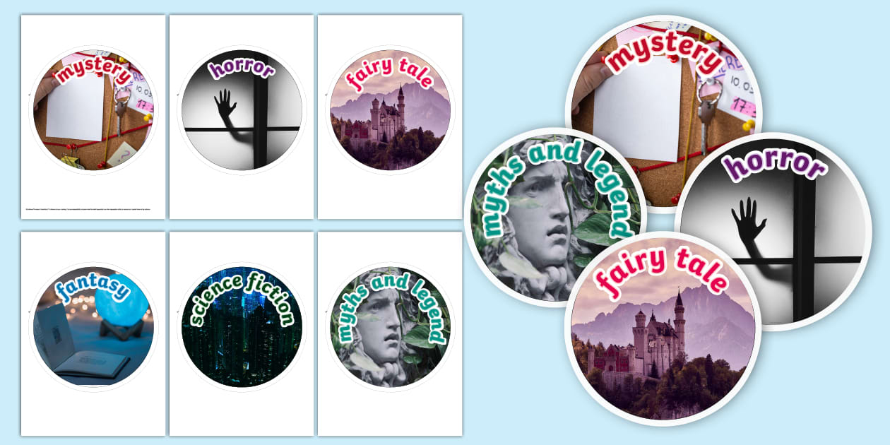 Book Genres Circle Display Photo Cut-Outs