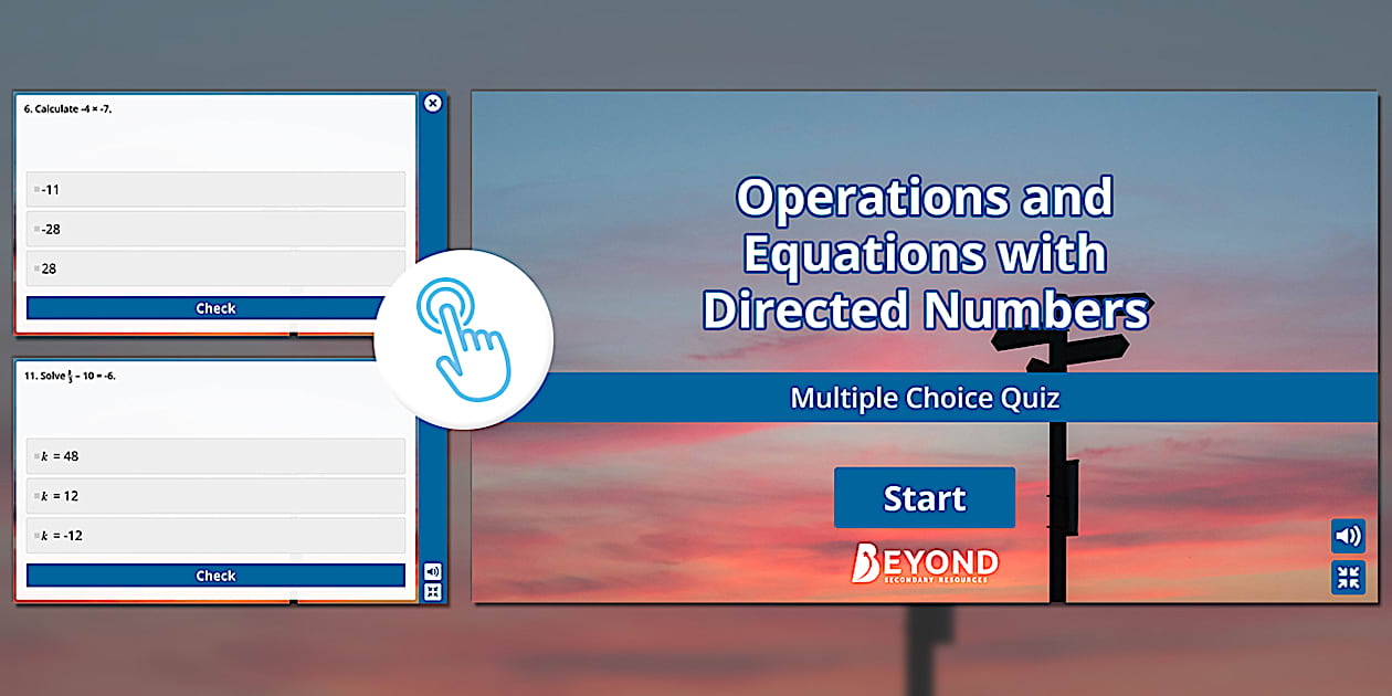 👉 Operations and Equations with Directed Numbers Quiz