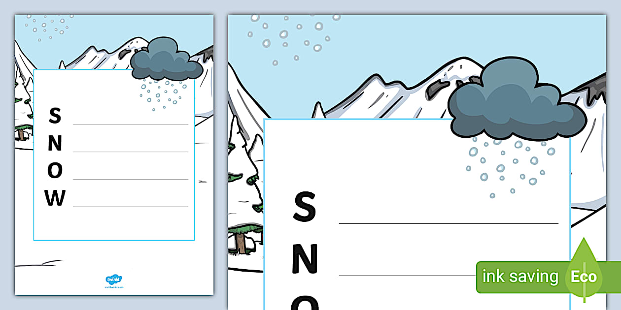 Editable Snow Acrostic Poem Template (teacher made) - Twinkl