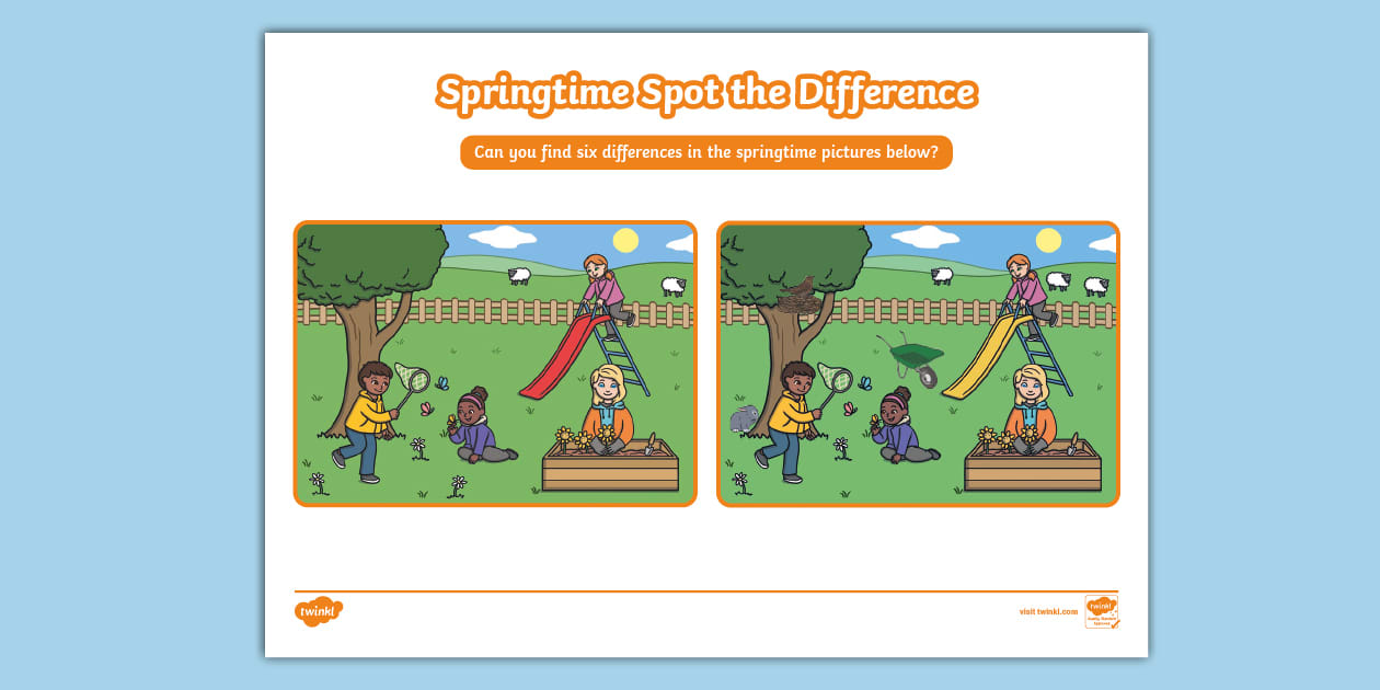 Springtime Spot the Difference Activity - KS1 (teacher made)