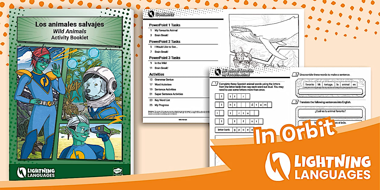 👉 Spanish In Orbit Wild Animals Activity Booklet Twinkl