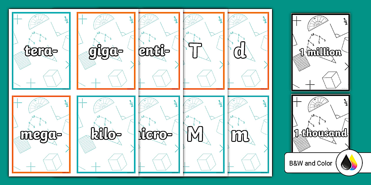 Fourth Grade Math Prefixes Matching Cards (teacher made)